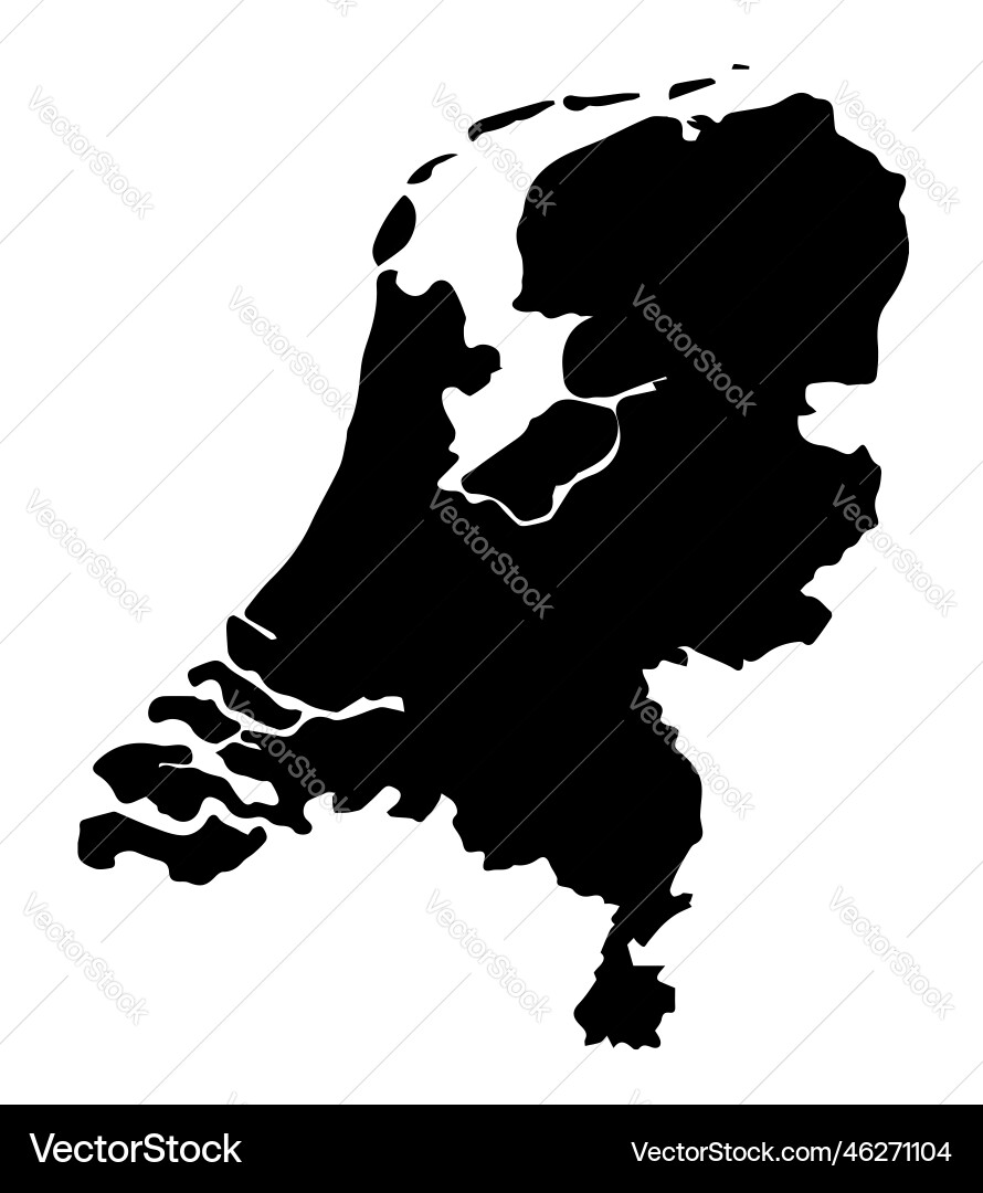 Netherlands Silhouette Map Royalty Free Vector Image