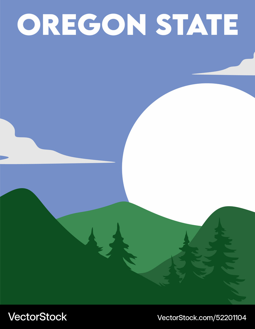 Oregon state with beautiful views Royalty Free Vector Image