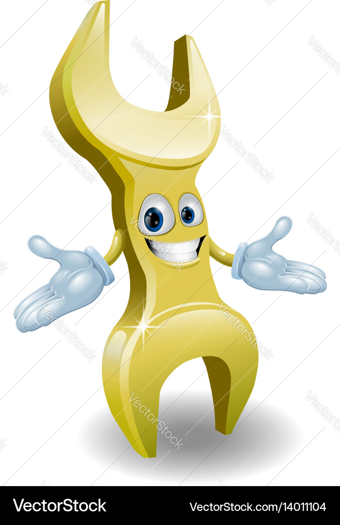 Spanner character mascot Royalty Free Vector Image