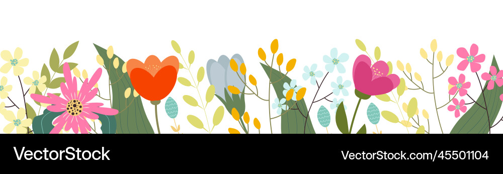 Spring flowers background flat design Royalty Free Vector