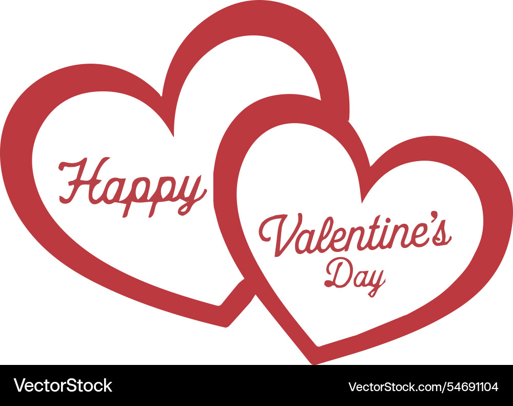 Two overlapping red hearts outlined Royalty Free Vector