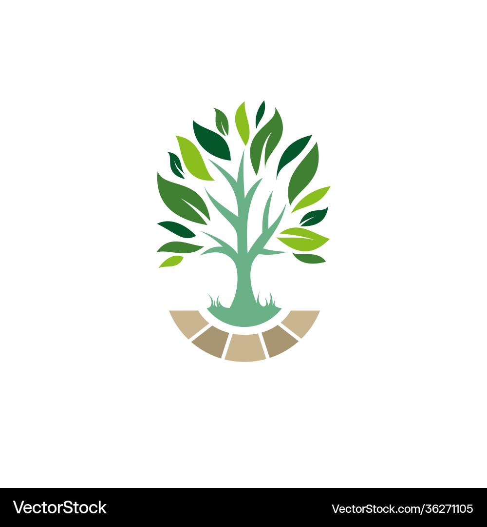 A green tree with stones Royalty Free Vector Image