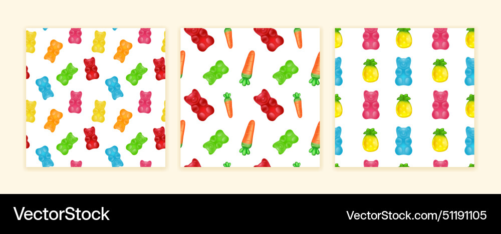 Bear gummy pattern candy collection fruit jelly Vector Image