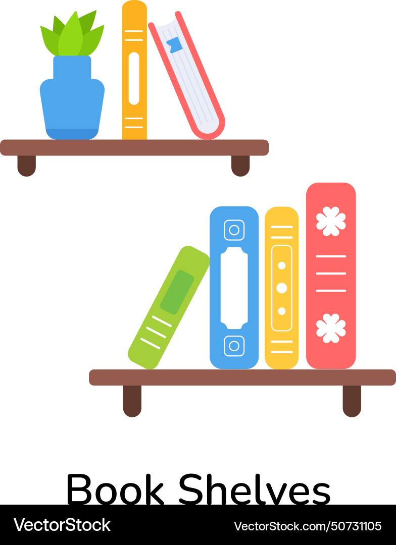 Book shelves Royalty Free Vector Image - VectorStock