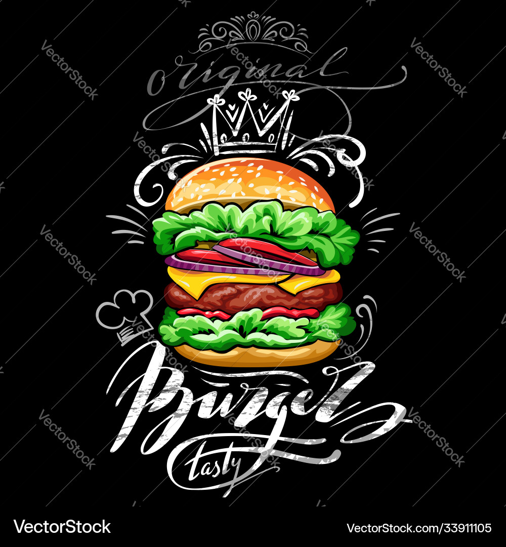 Chalkboard Burger Poster Royalty Free Vector Image