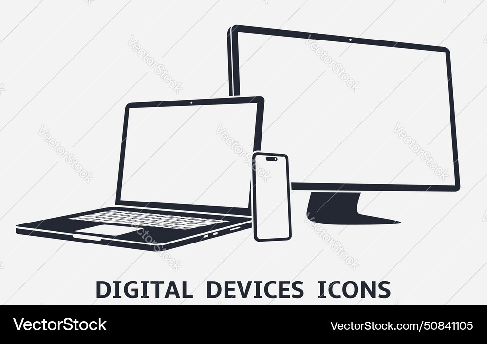Device icons smart phone laptop and desktop Vector Image