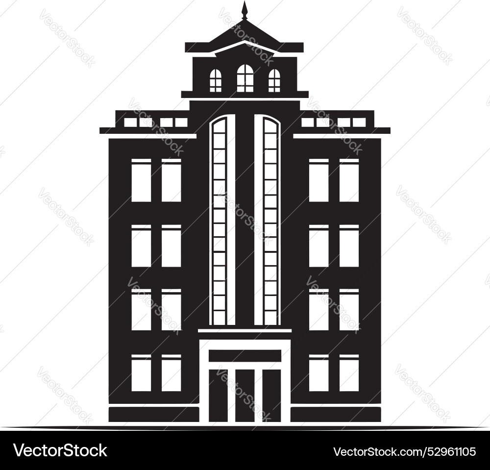 Downtown elevation multifloral city building icon Vector Image