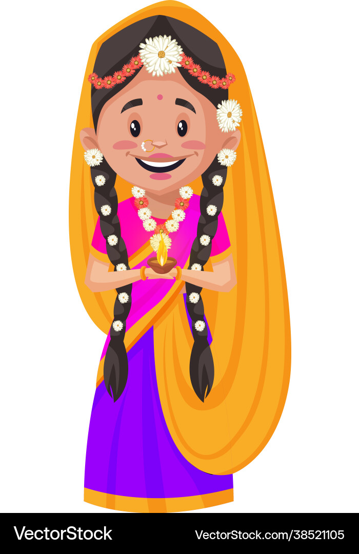 Goddess radha cartoon character Royalty Free Vector Image