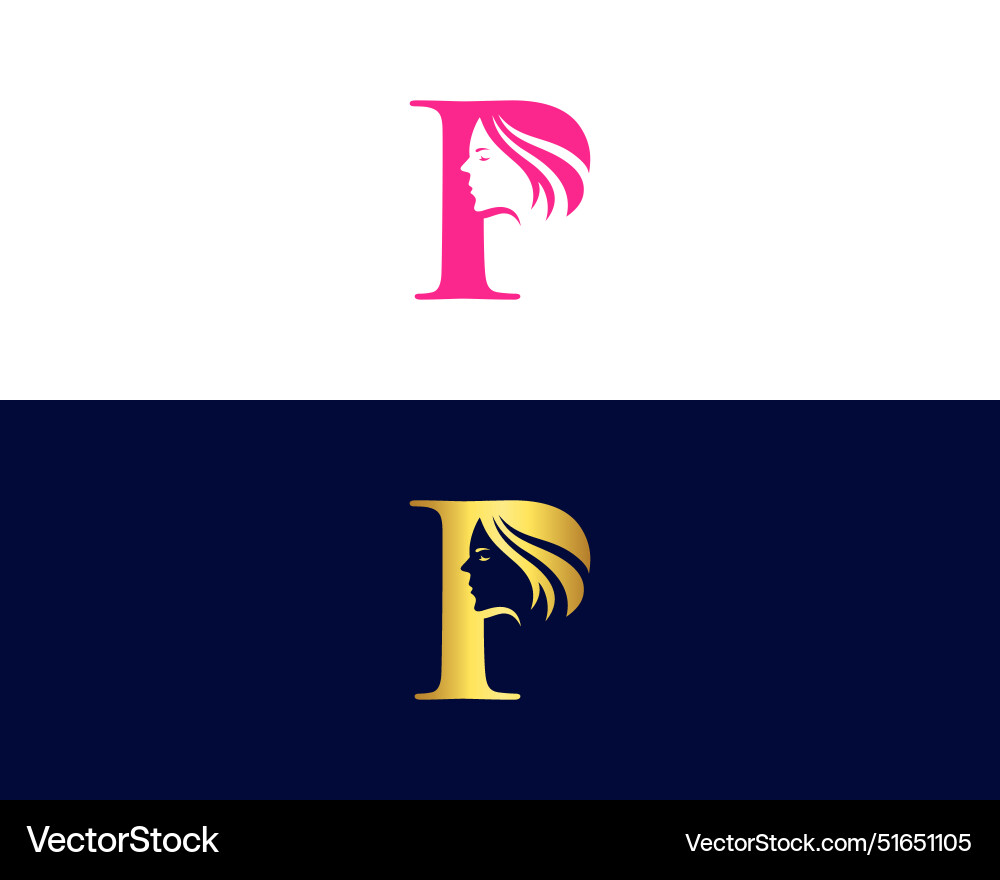 Initial letter p beauty face logo Royalty Free Vector Image