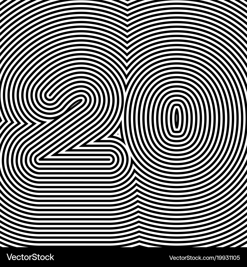 Number 20 typography contour black Royalty Free Vector Image