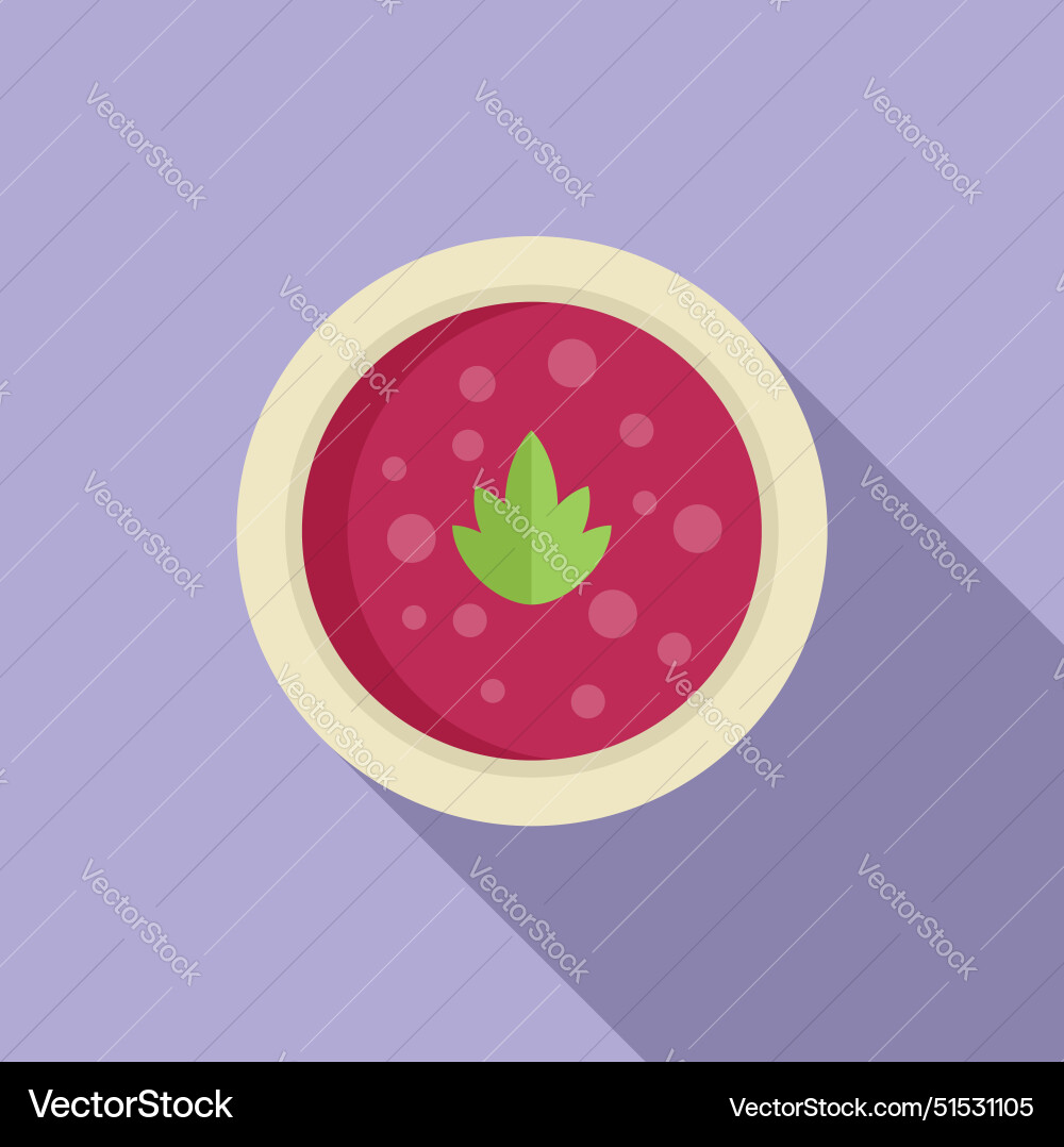 Pink soup with garnish minimal Royalty Free Vector Image