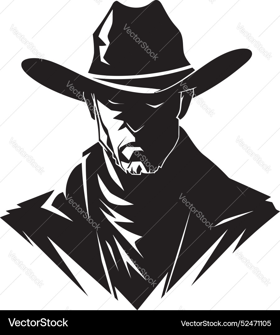 Quick draw rodeo cowboy with gun emblem western Vector Image
