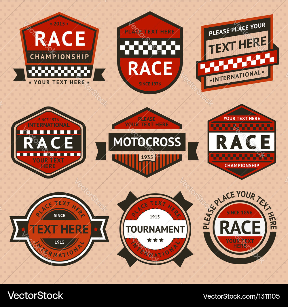 Racing badges set - vintage style Royalty Free Vector Image