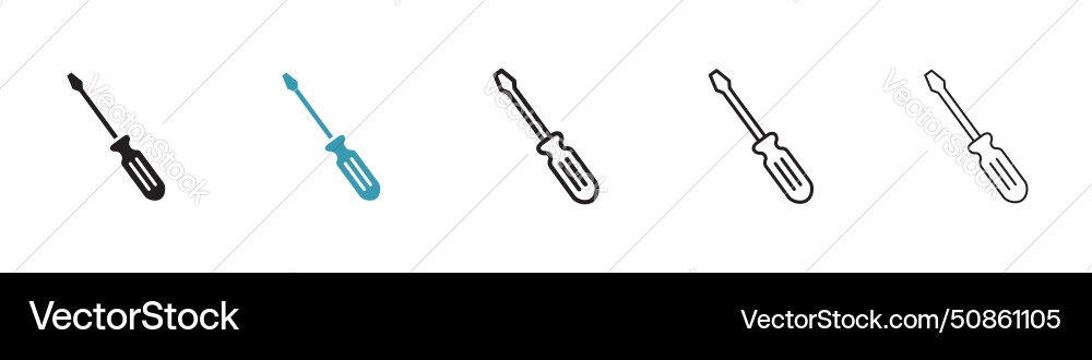 Screwdriver icon set screw tool automotive symbol Vector Image