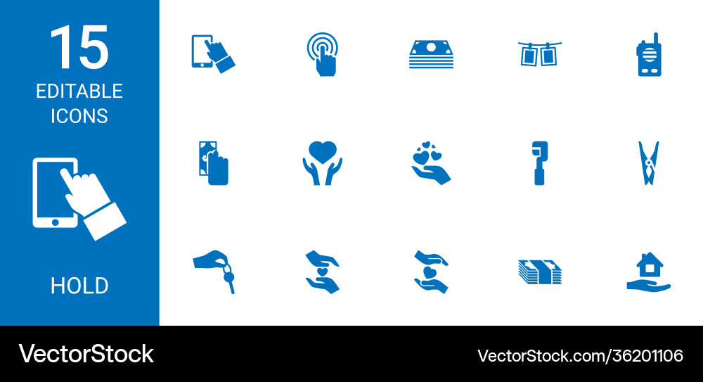 15 hold icons Royalty Free Vector Image - VectorStock
