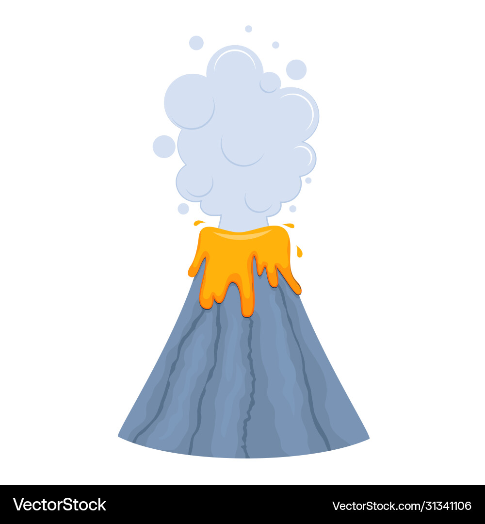 Cute cartoon volcano for kids with cloud Vector Image