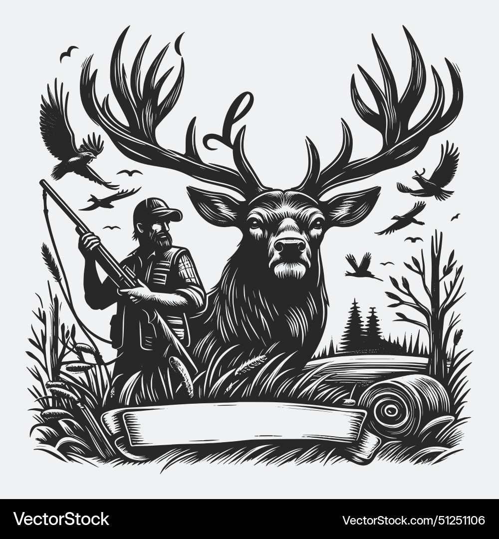 Hunting life svg silhouette file Royalty Free Vector Image