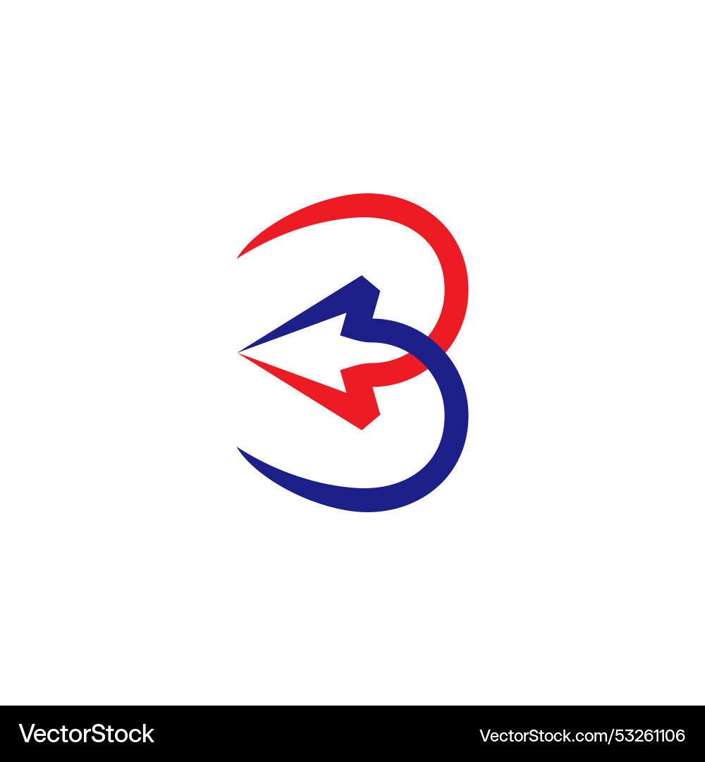 Letter b swoosh linked arrow colorful logo Vector Image