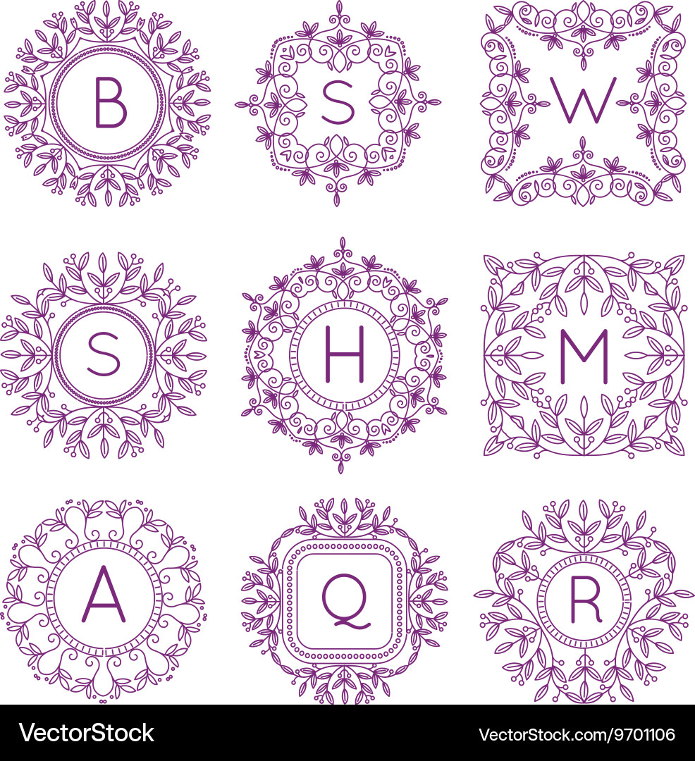 Monogram bage logo Royalty Free Vector Image - VectorStock