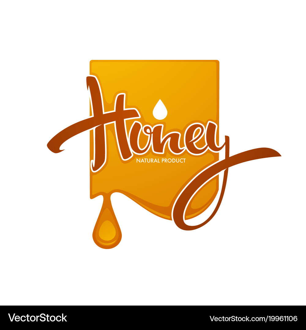 Natural honey sticker symbol logo label Royalty Free Vector
