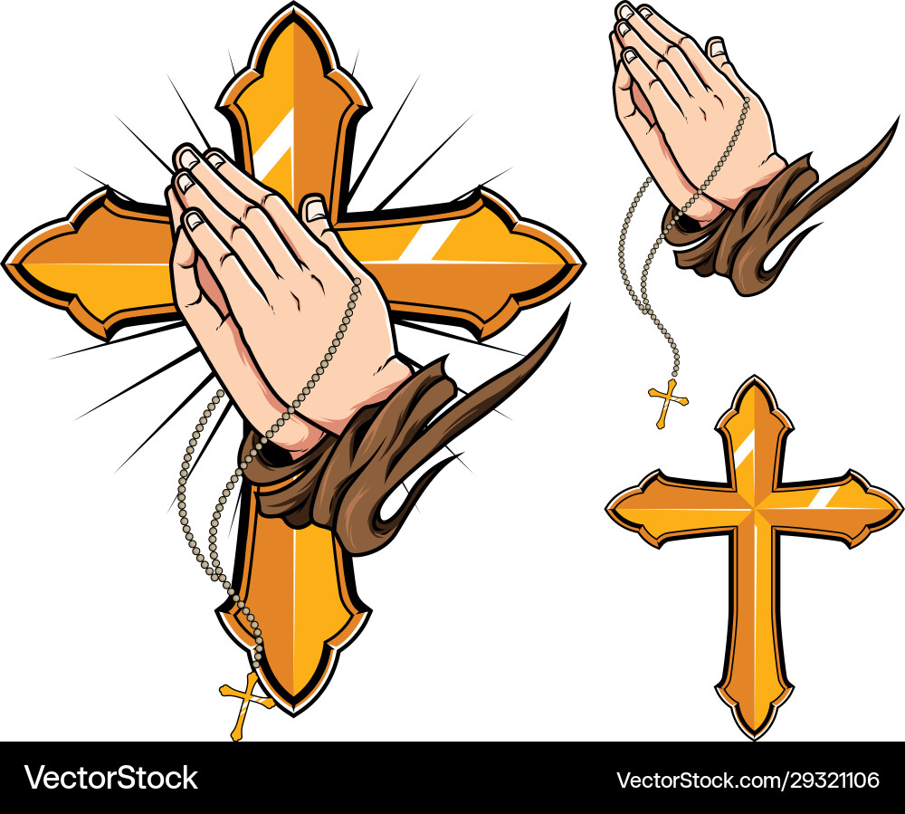 Praying hands cross Vector Images & Graphics for Commercial Use ...