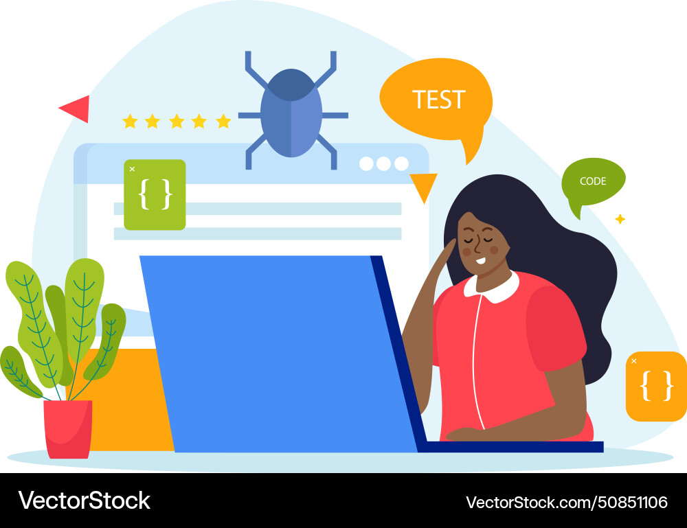 Qa engineer composition Royalty Free Vector Image Qa engineer composition Royalty Free Vector Image