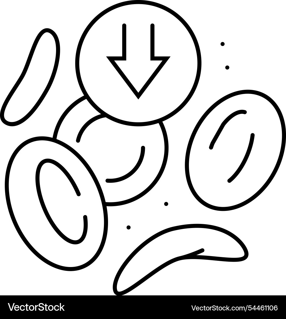 Sickle cell anemia disease line icon Royalty Free Vector