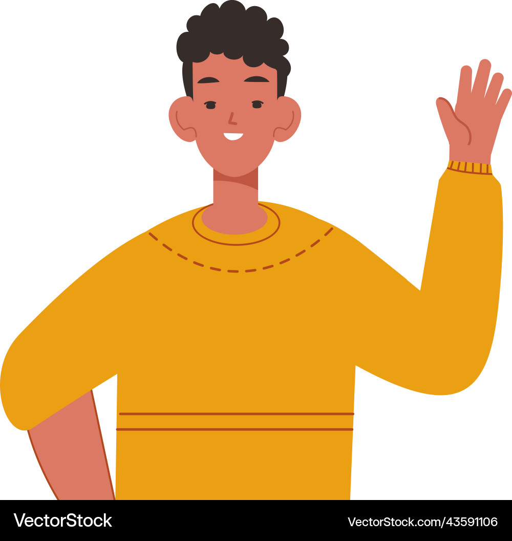 Smiling Black Boy Waving Hello Royalty Free Vector Image