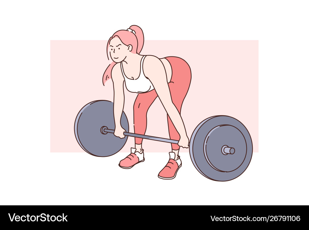 Strong Woman Lifting Weights Royalty Free Vector Image