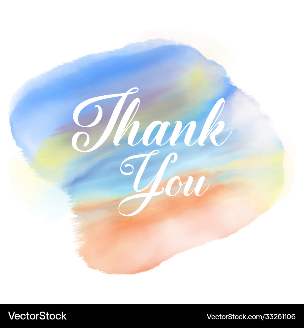 Thank you text on watercolour texture Royalty Free Vector