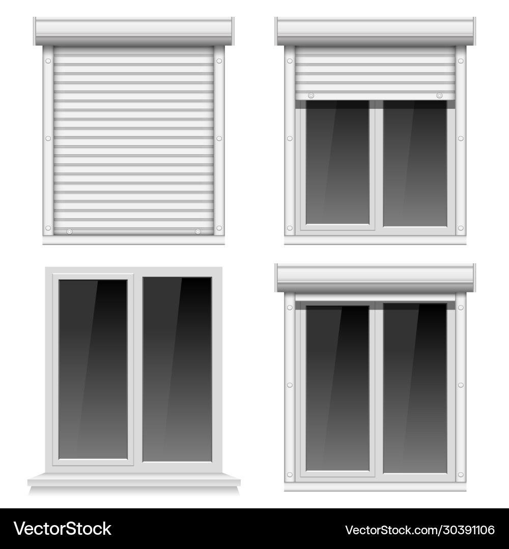 Windows with blind roller Royalty Free Vector Image