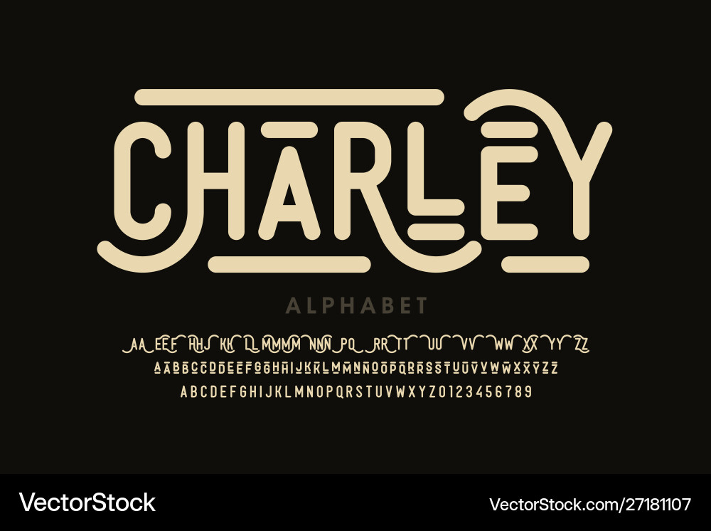 Antique style font alphabet letters Royalty Free Vector