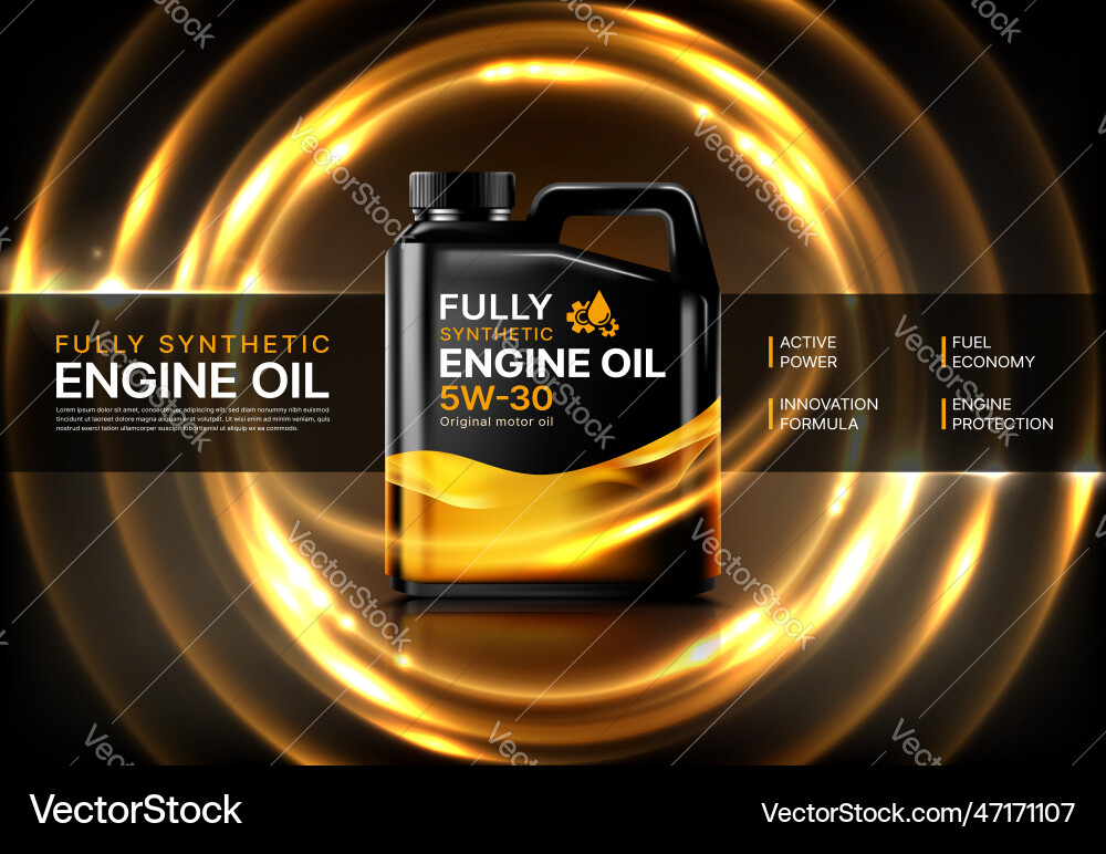Car engine motor oil lubricant advert Royalty Free Vector