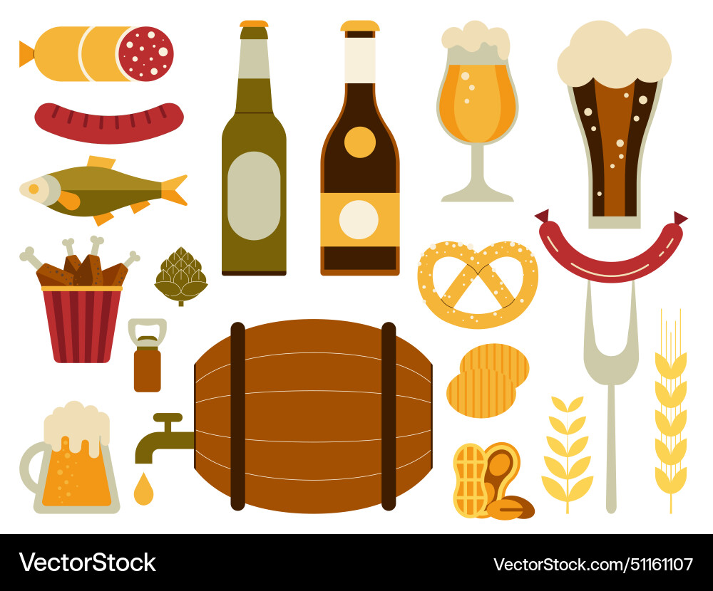 Craft beer and snacks design elements collection Vector Image