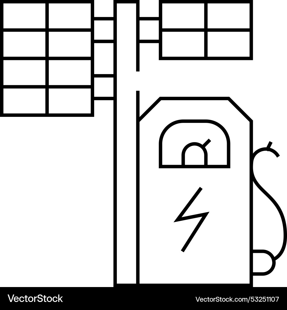 Electrical charging station with solar panel line Vector Image