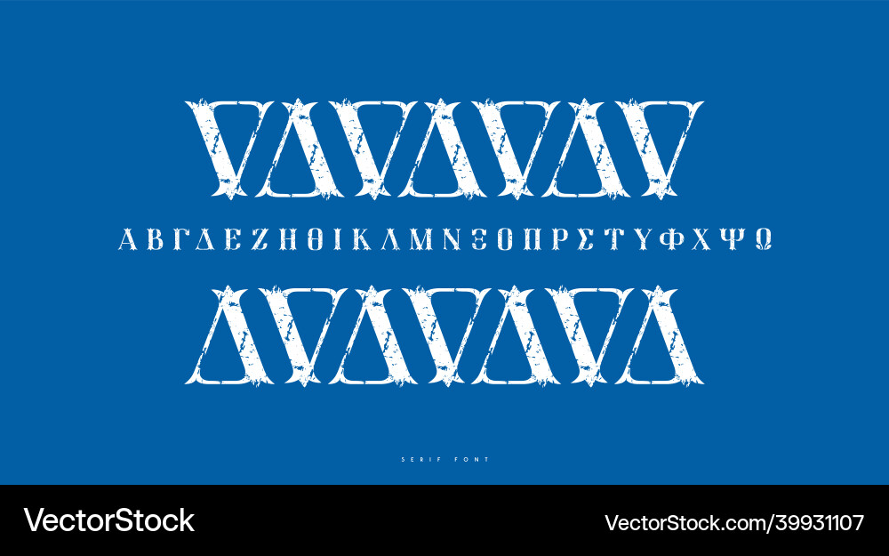 Greek decorative serif font Royalty Free Vector Image
