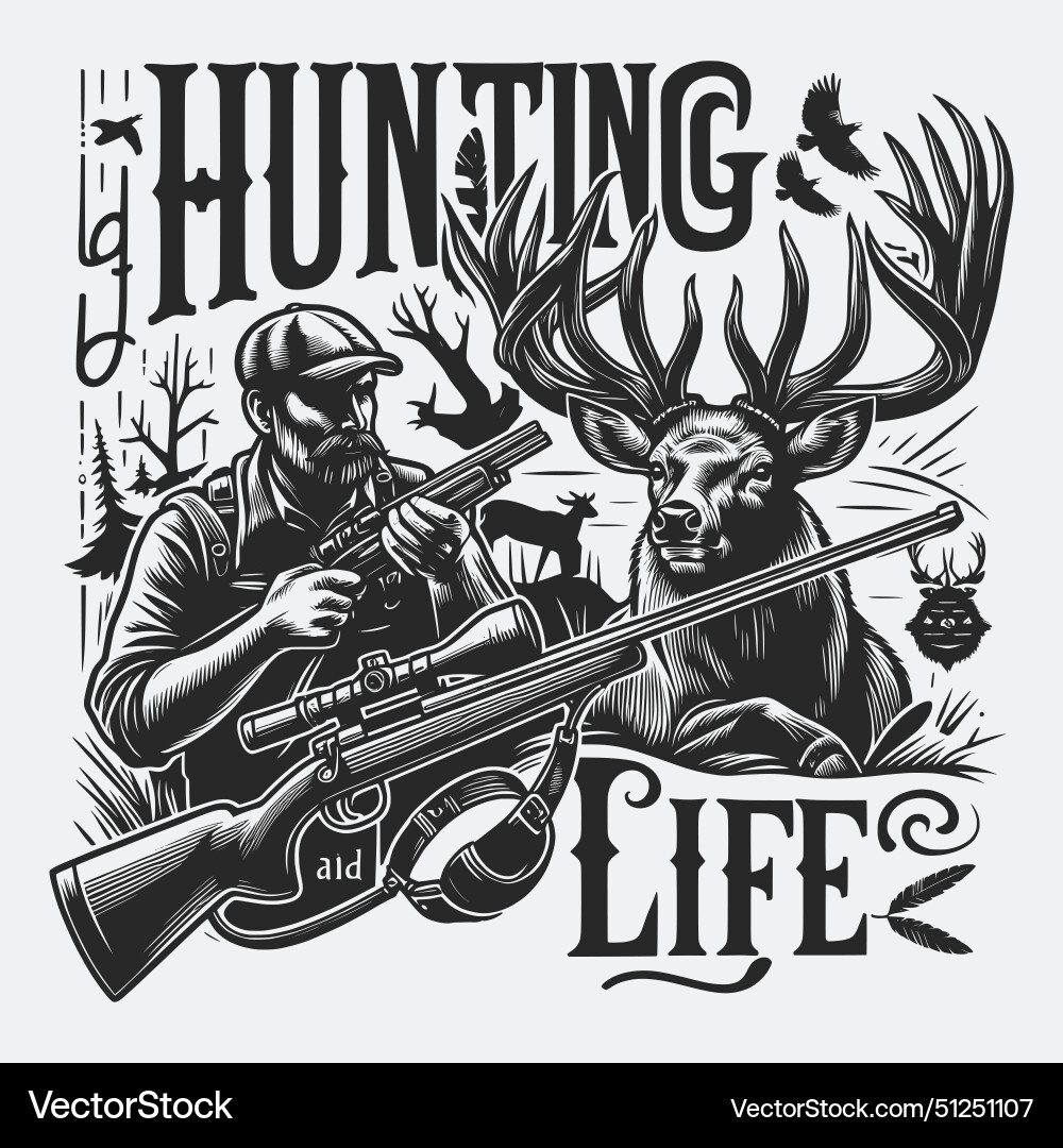 Hunting life svg silhouette file Royalty Free Vector Image