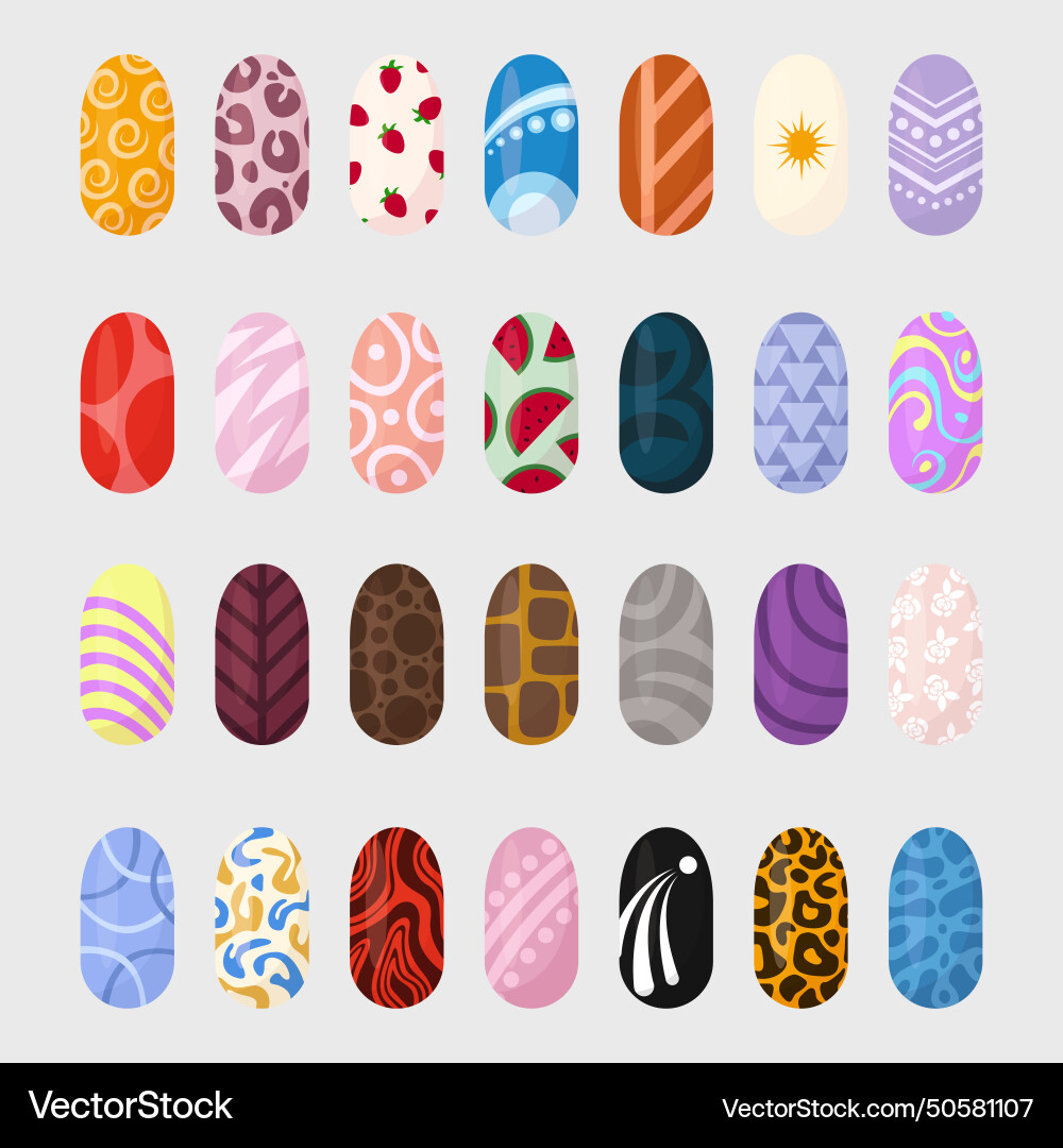 Ideas of nails design Royalty Free Vector Image