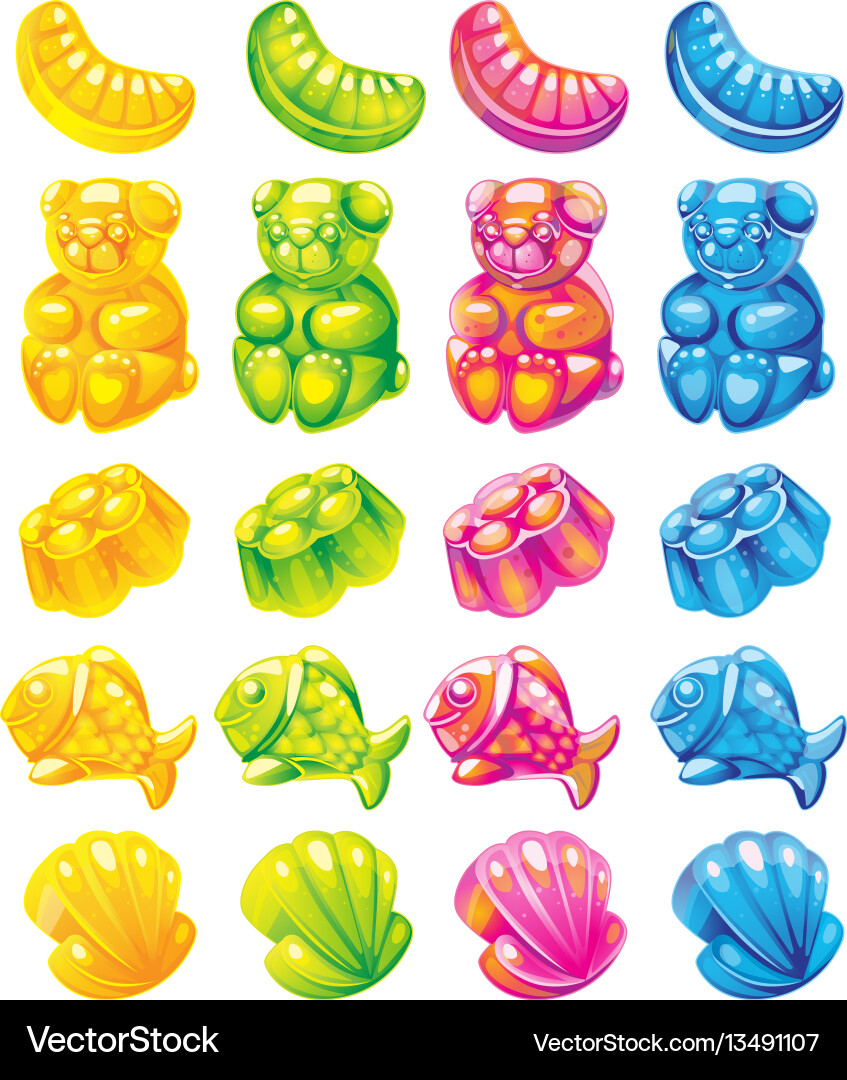 Jelly candy colour set Royalty Free Vector Image