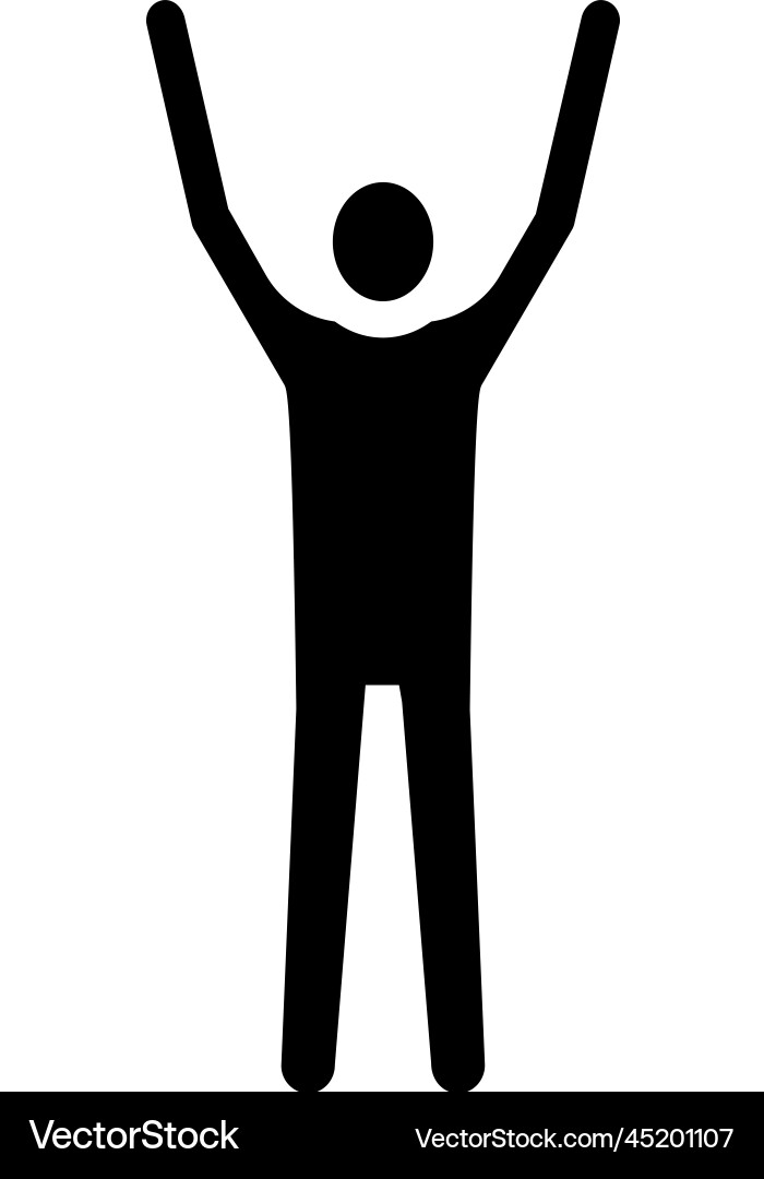 Man Raising Hand Glyph Royalty Free Vector Image