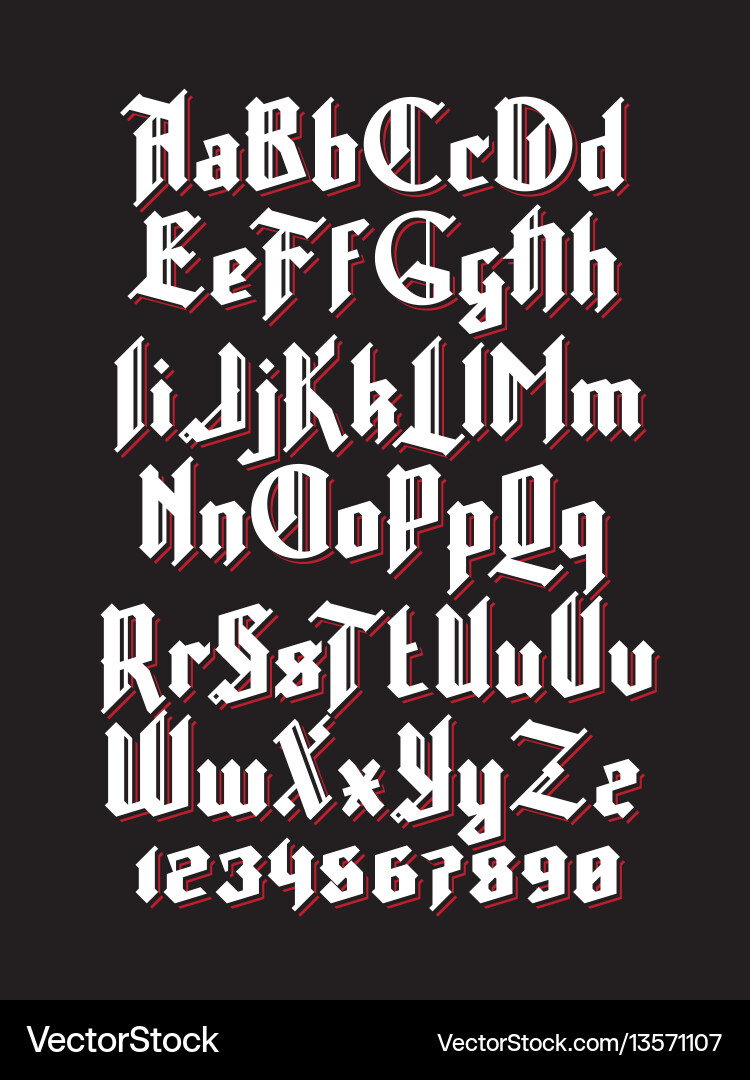 New gothic font Royalty Free Vector Image - VectorStock