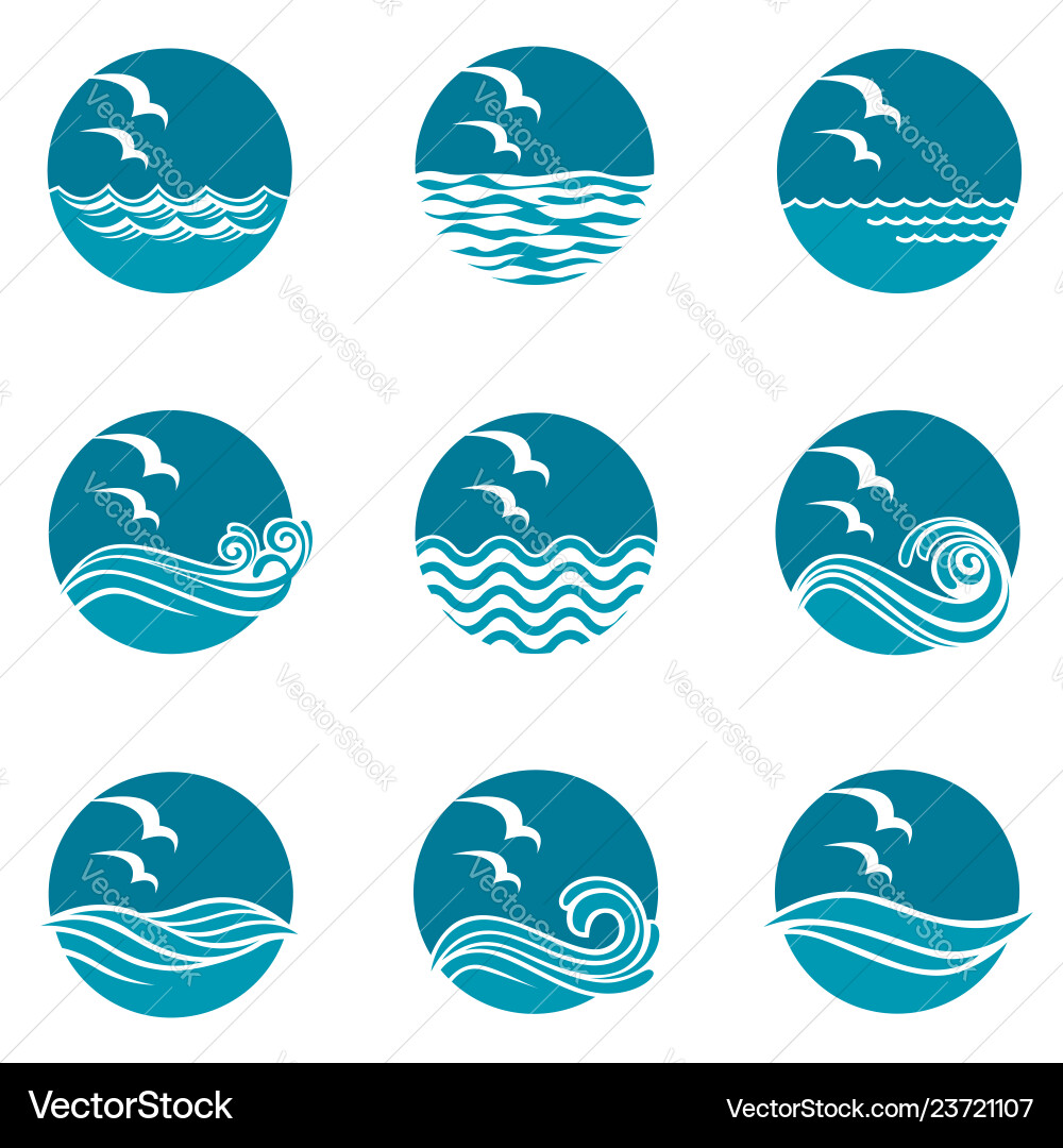 Ocean icon set Royalty Free Vector Image - VectorStock