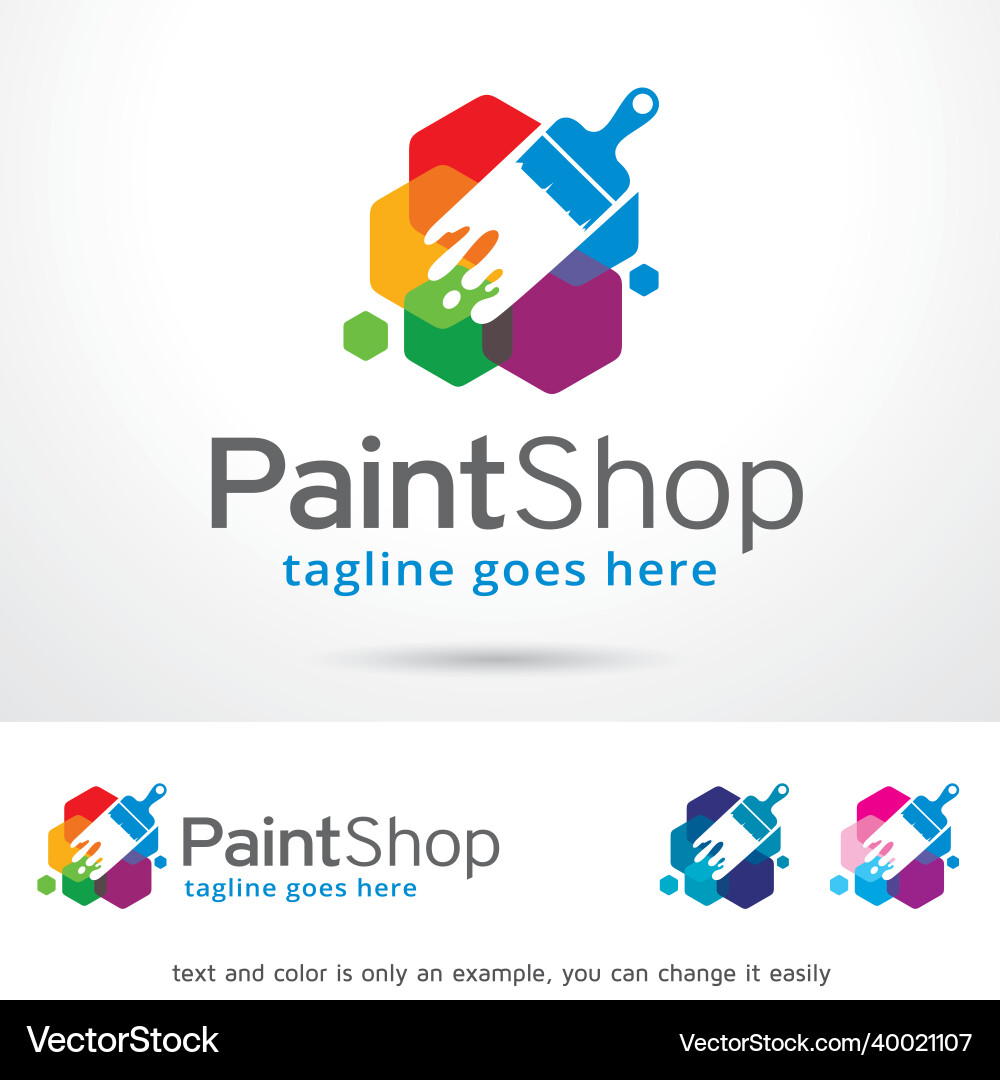 Paint shop logo template Royalty Free Vector Image