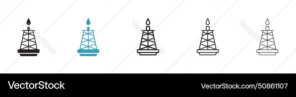 Shale gas rig icon set natural extraction Vector Image