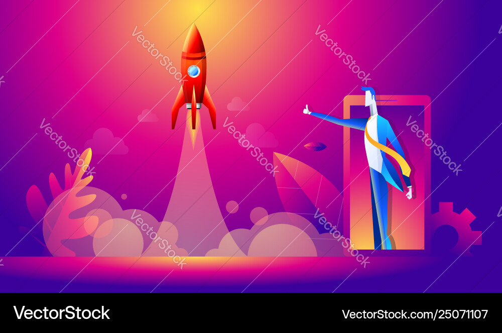 Startup Rocket Launch Concept Royalty Free Vector Image