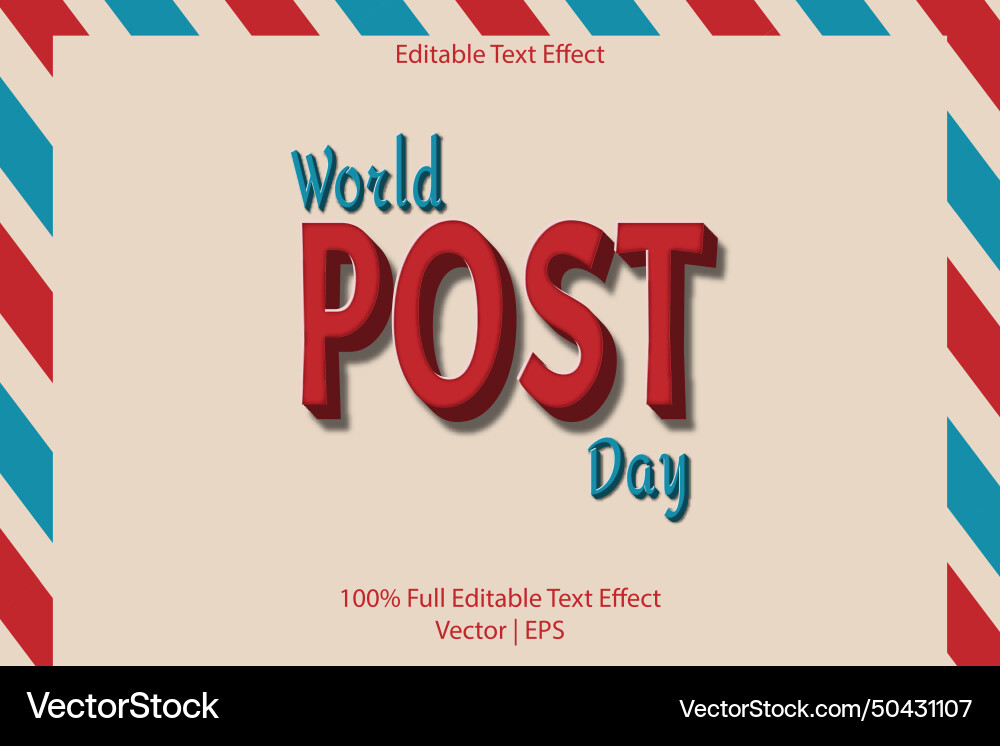 World post day editable text effect 3 dimension Vector Image