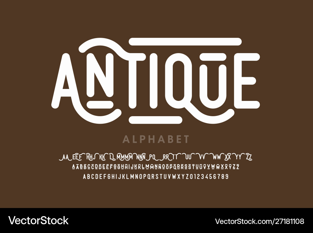 Antique style font alphabet letters Royalty Free Vector