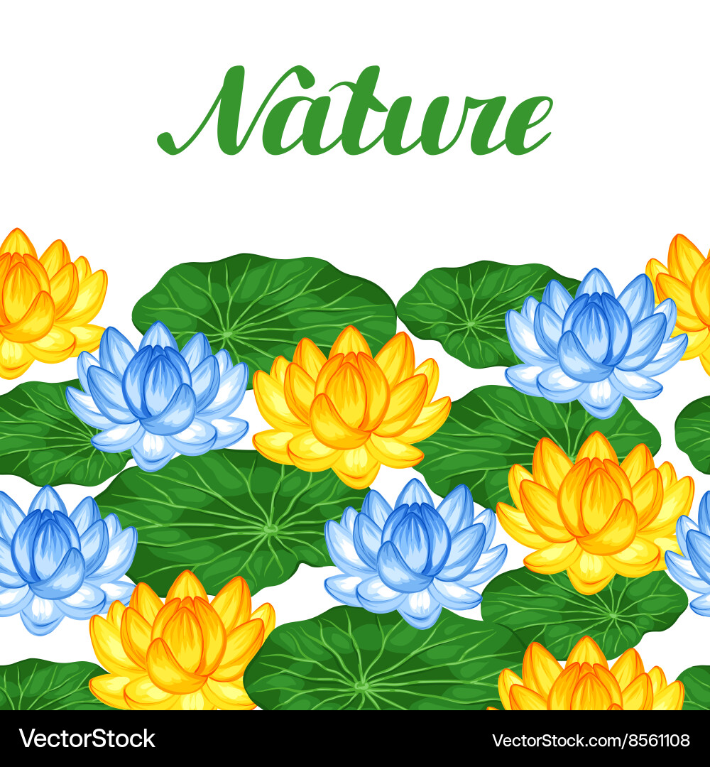Natural seamless border with lotus flowers Vector Image
