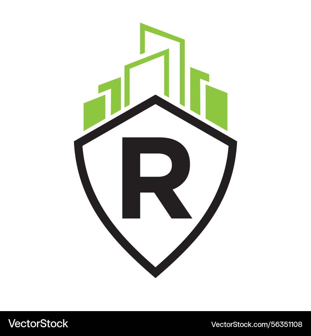 Real estate logo on letter r concept Royalty Free Vector