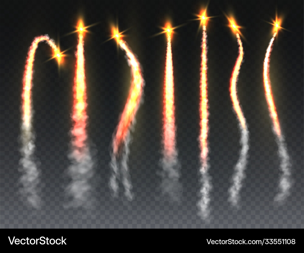 Rocket fire set missile or spaceship launch Vector Image